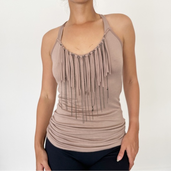2B Bebe | Tops | Tan Fringe Halter Top | Poshmark